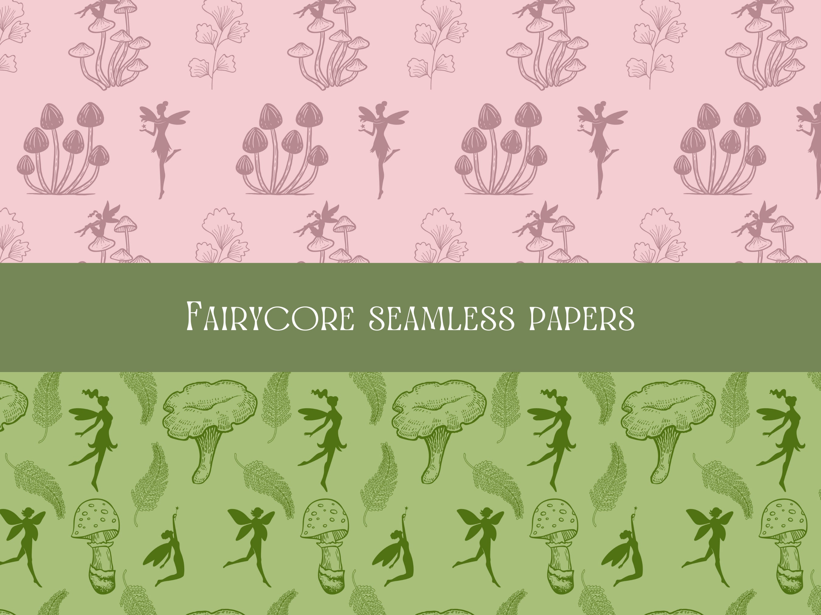 Fairycore Seamless Pattern Digital Paper Set Fairy Forest Cottagecore ...
