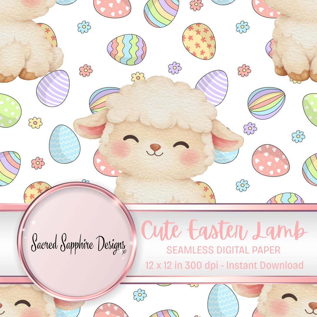 Easter Lamb Digital Pattern | Watercolour Easter Eggs Background ...