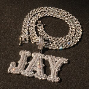Iced Out Big Custom Name Pendant With Cuban Chain,personalized Name ...