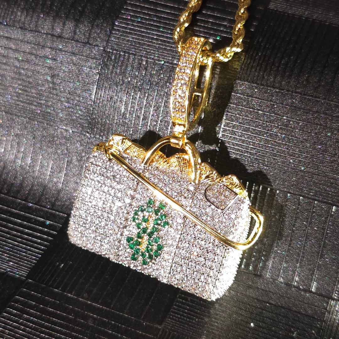 Iced Out Usd Dollar Sign Money Bag Pendant Necklace With Rope - Etsy