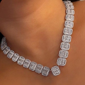 Iced Out Micro Paved Bling Rhinestones 13mm Zinc Alloy Baguette Stone ...