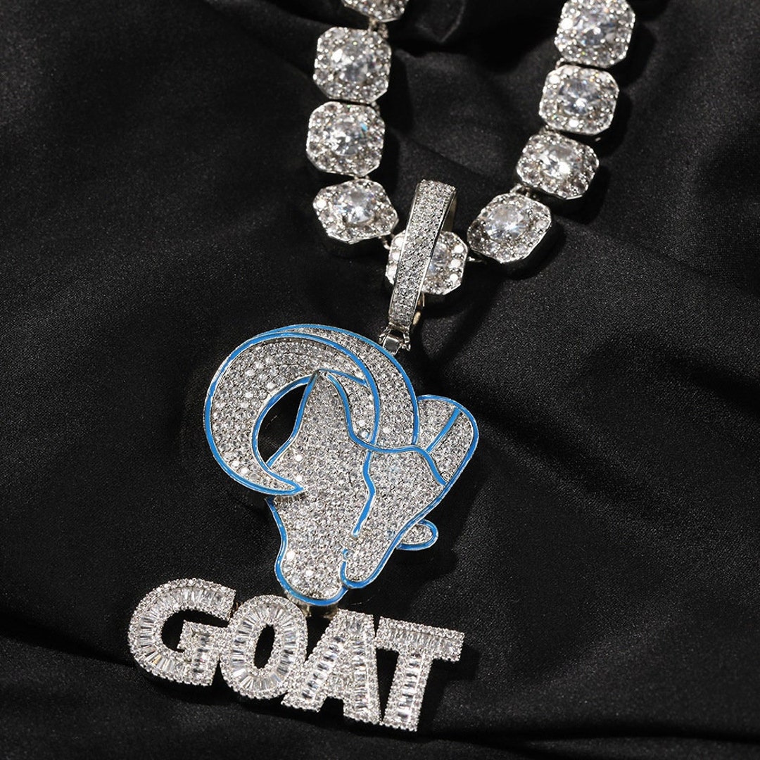 Iced Out Goat Charm Pendant Necklace Chain,goat Letter Necklace,hip Hop ...
