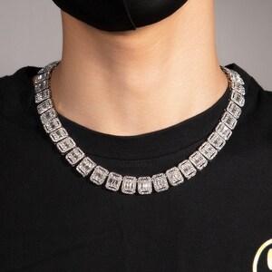 Iced Out Micro Paved Bling Rhinestones 13mm Zinc Alloy Baguette Stone ...