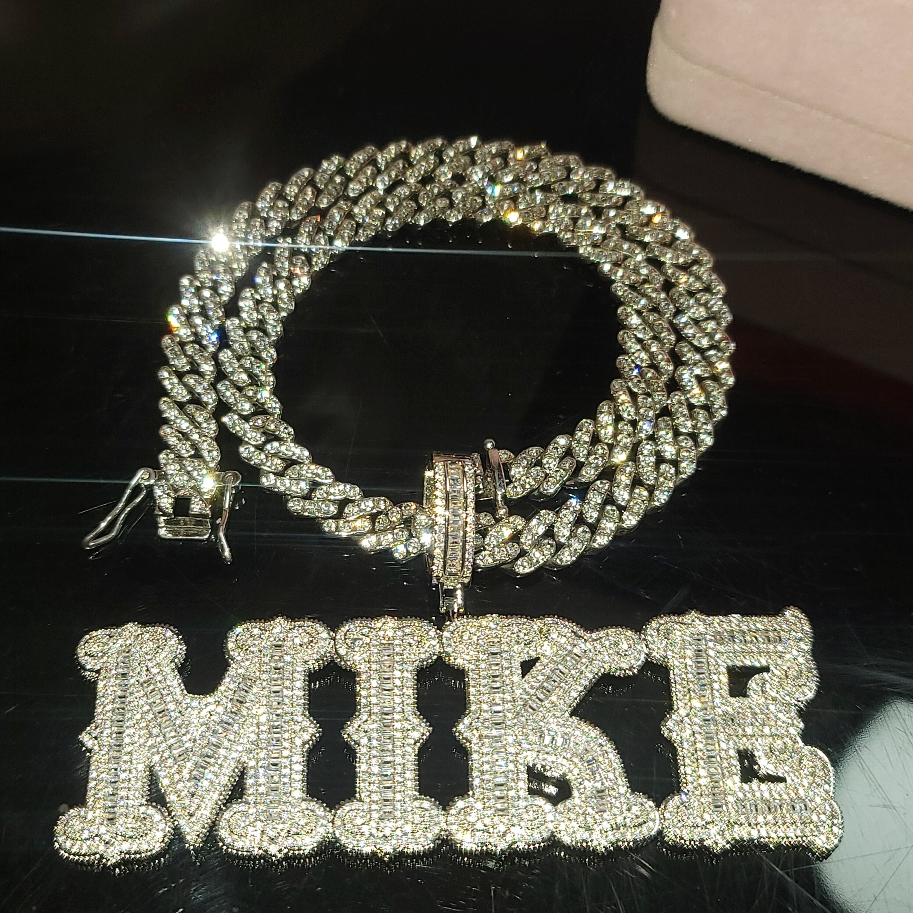 Iced Out Big Custom Name Pendant With Cuban Chainpersonalized - Etsy