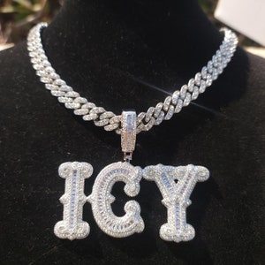 Iced Out Big Custom Name Pendant With Cuban Chain,personalized Name ...