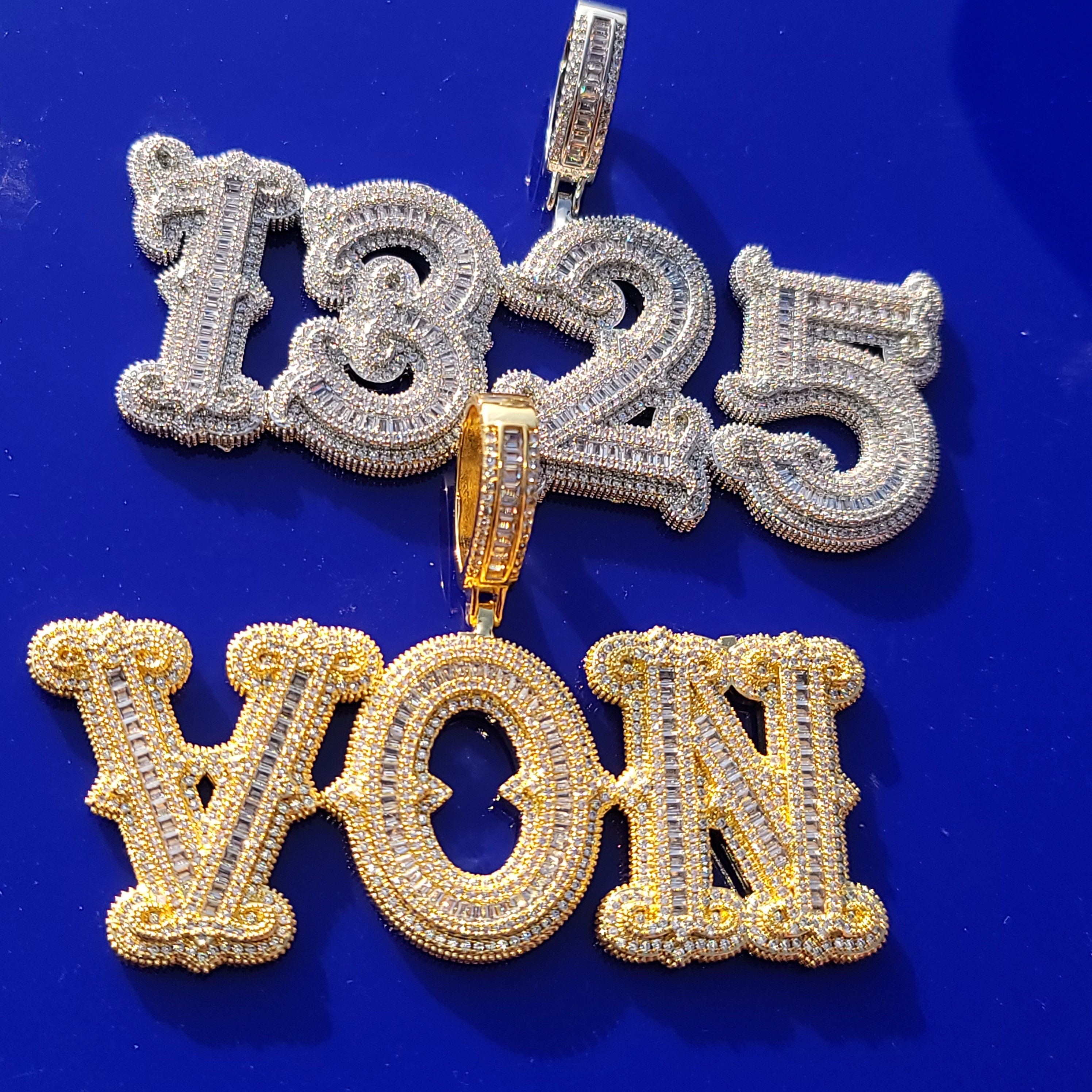 Iced Out Big Custom Name Pendant With Cuban Chainpersonalized - Etsy