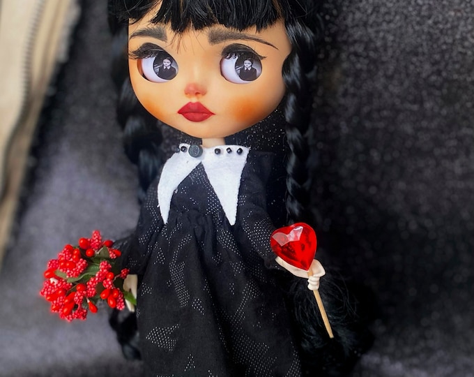 Wednesday Addams Cat Bodysuit Jumpsuit for Boat Race- Handmade Blythe ...