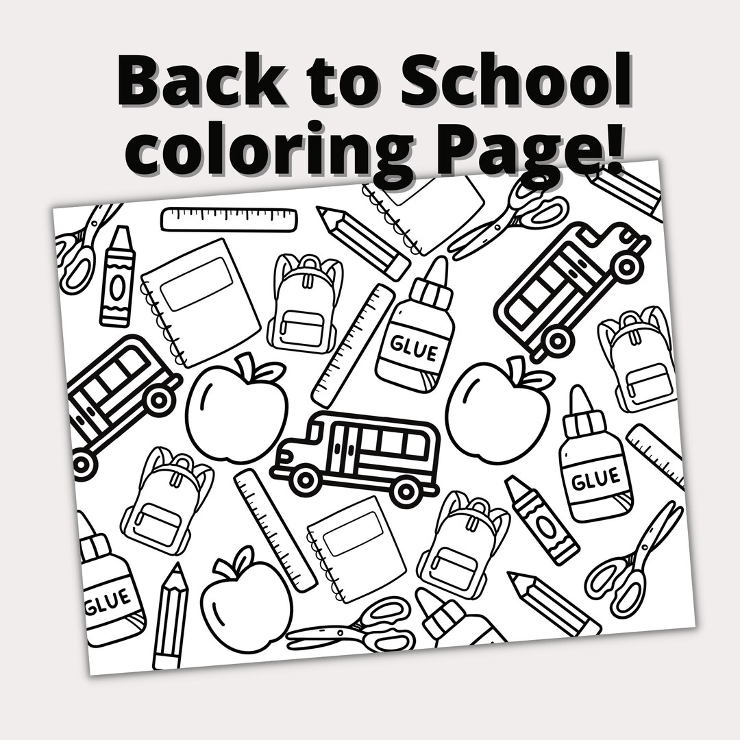 School Themed Coloring Page - Etsy