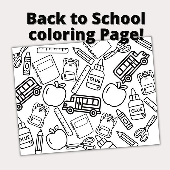 School Themed Coloring Page - Etsy