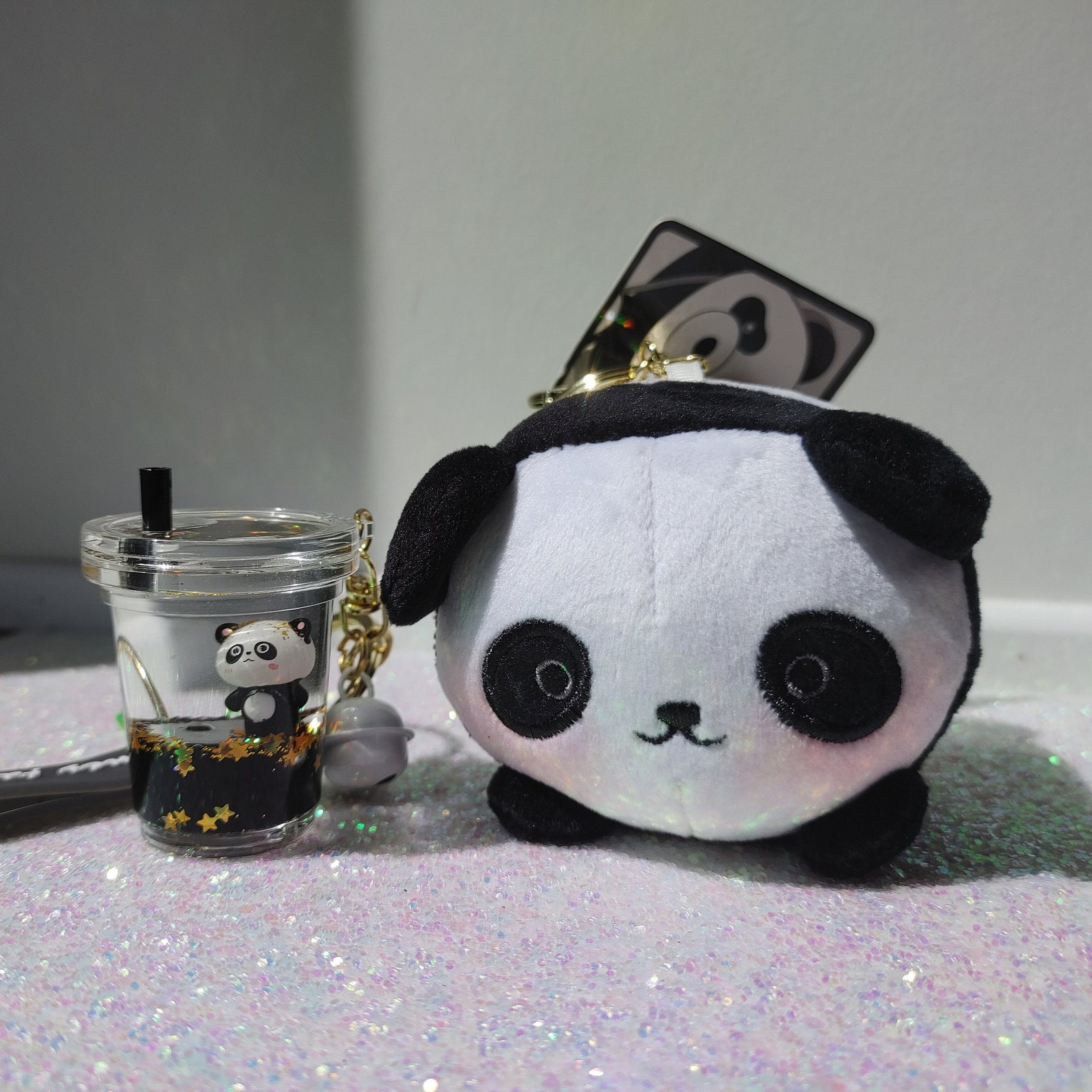 Kawaii Bundle, Cute Panda Liquid Keychainpanda Plushy,gifts for Panda ...