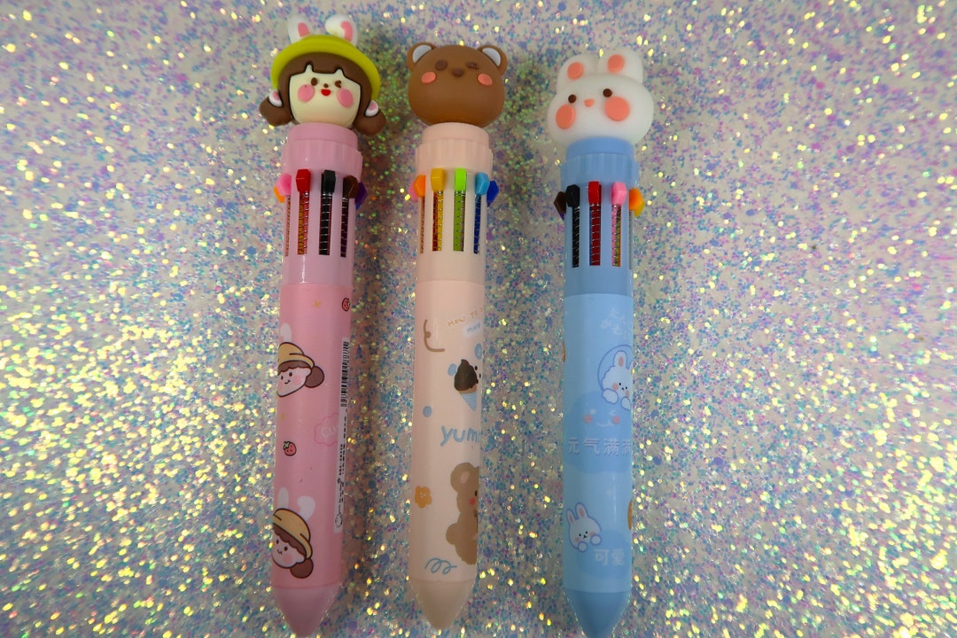 Kawaii Cute Multi Color Ballpoint Pen, 10 Colors Cute Pen, Stationery ...