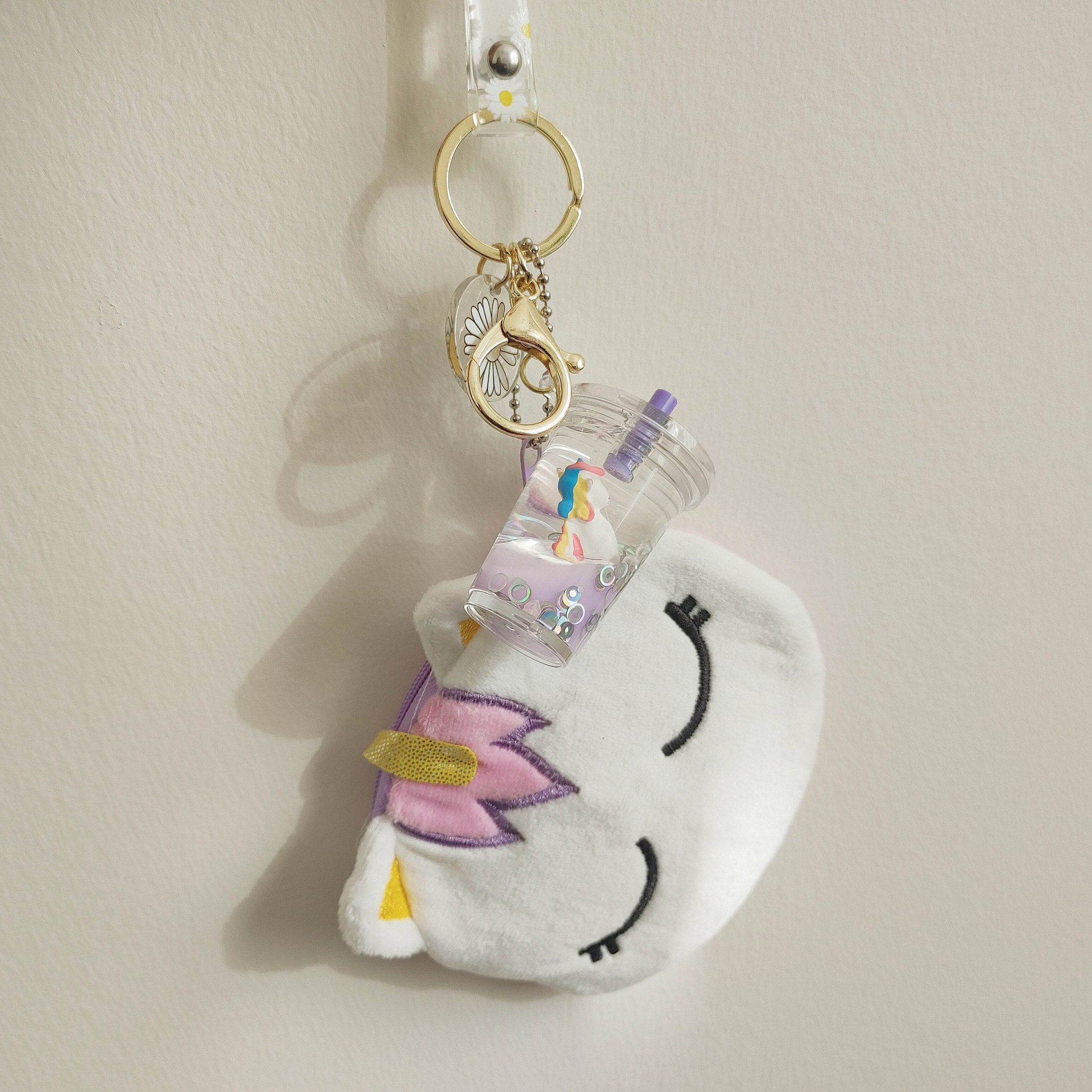 Purple Kawaii Bundle purple Unicorn Liquid Keychain Unicorn Coin Bag ...