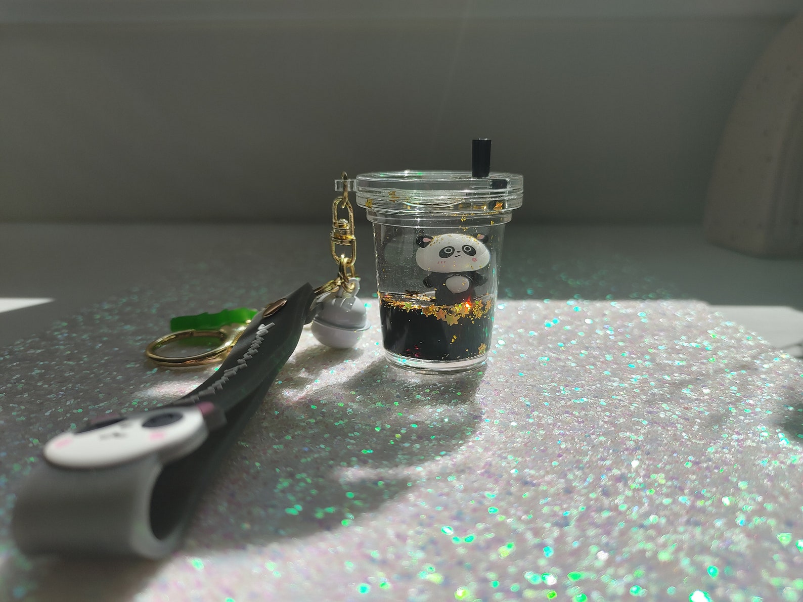 Kawaii Bundle, Cute Panda Liquid Keychainpanda Plushy,gifts for Panda ...