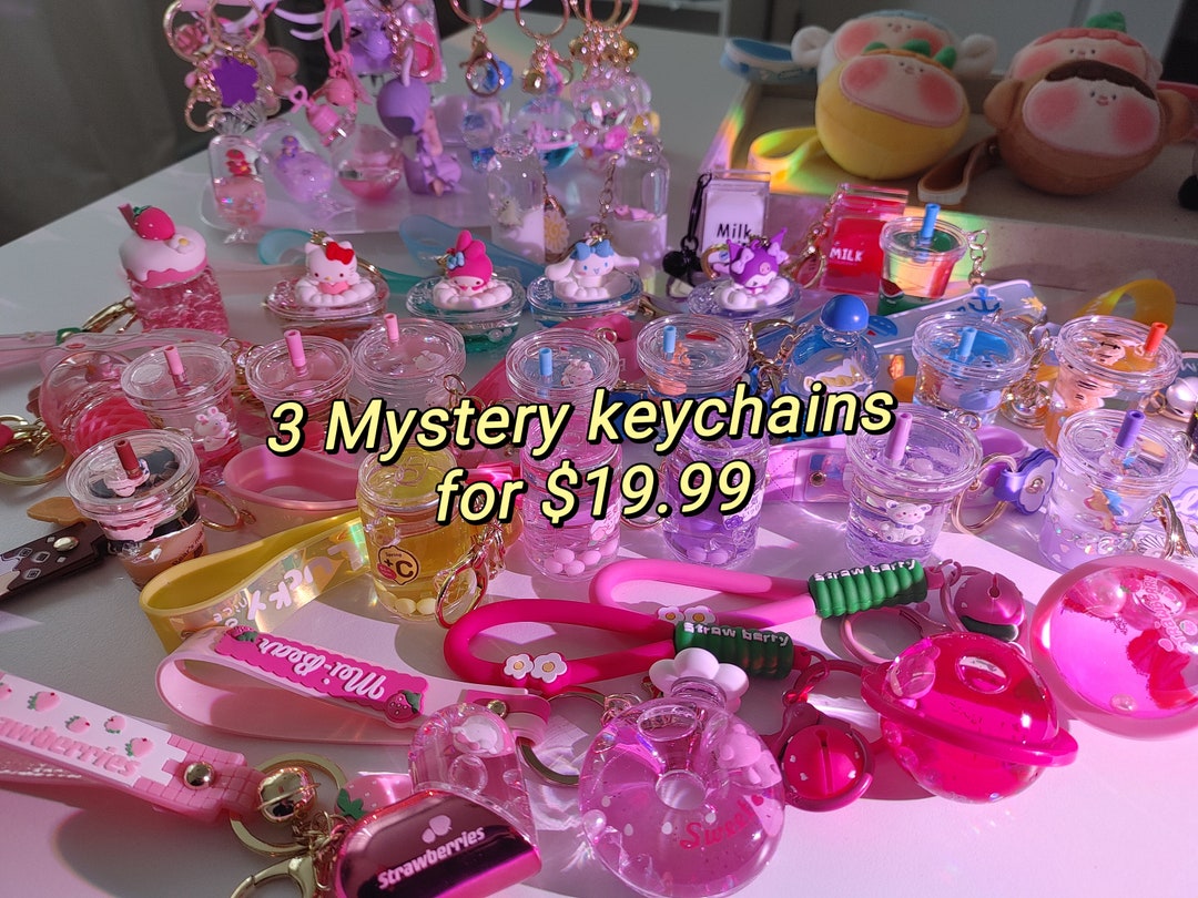 Kawaii 3 Mystery Liquid Keychains, Boba Keychain, Quicksand Keychain ...