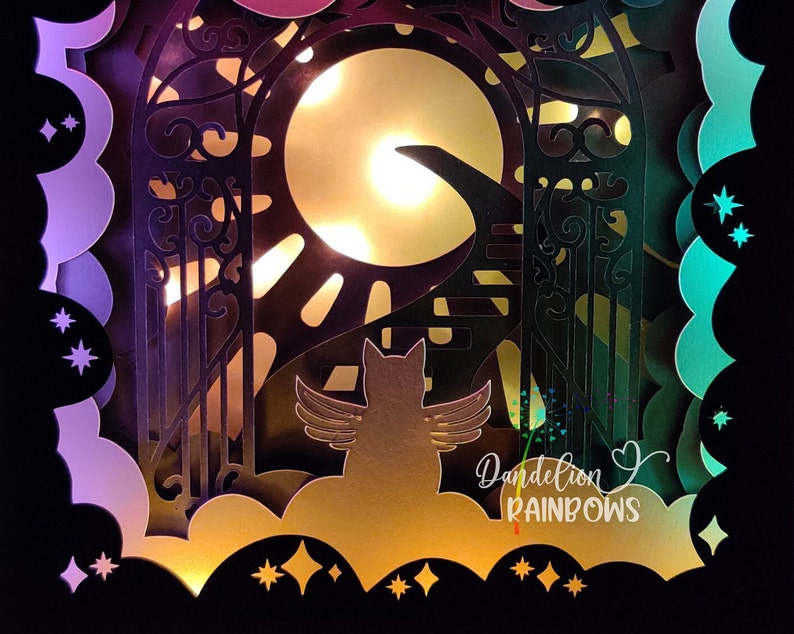 Cat Memorial Shadow Box Light up Shadow Box Pet Sympathy - Etsy