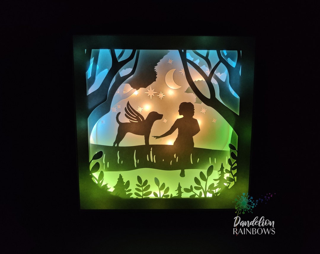 Dog Memorial Shadow Box Light up Shadow Box Dog Sympathy - Etsy