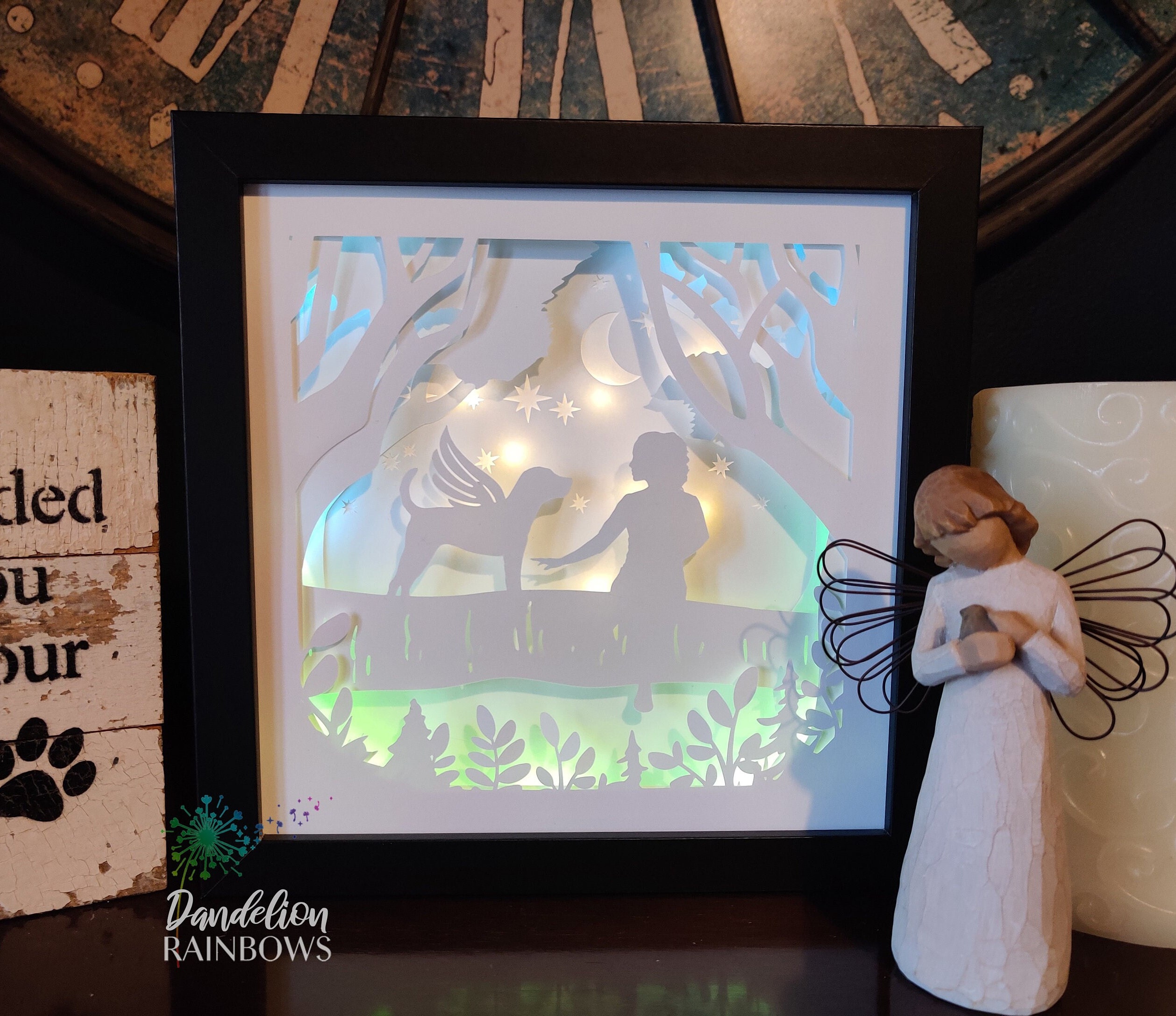 Dog Memorial Shadow Box Light up Shadow Box Dog Sympathy - Etsy