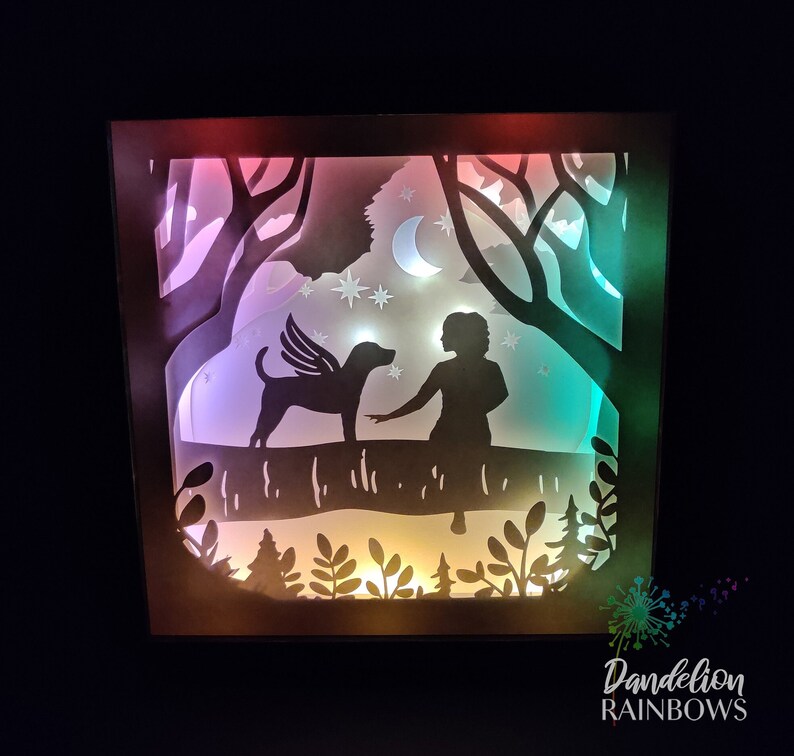 Dog Memorial Shadow Box Light up Shadow Box Dog Sympathy - Etsy