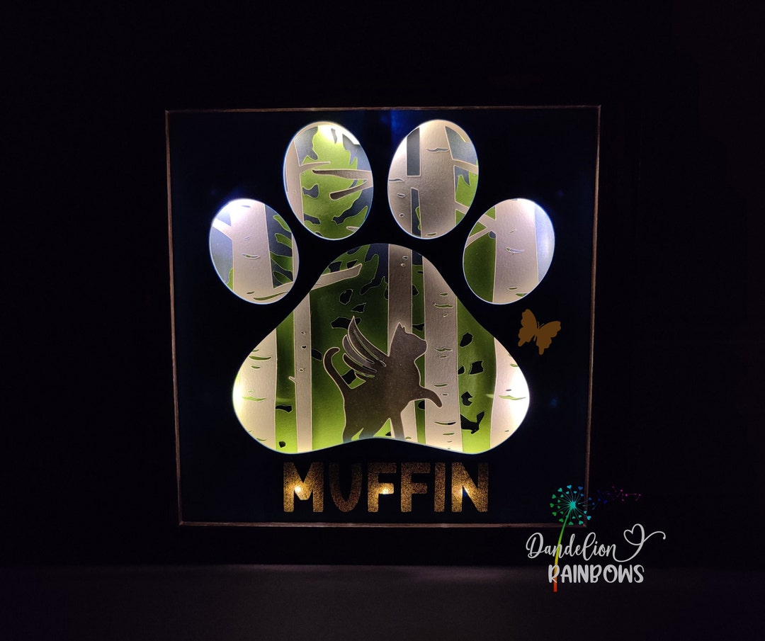 Cat Memorial Shadow Box, Light up Shadow Box, Cat Sympathy, Cat Loss ...