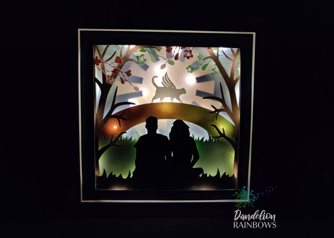 Cat Memorial Shadow Box, Light up Shadow Box, Cat Sympathy, Cat Loss ...