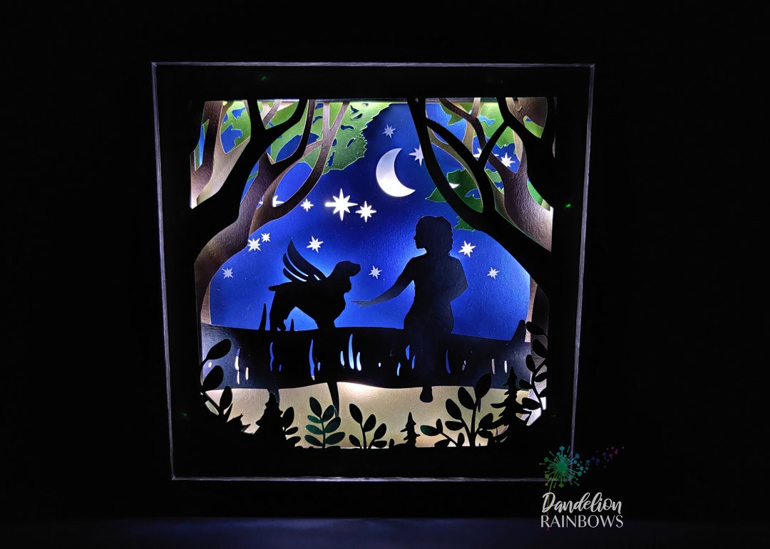 Dog Memorial Shadow Box, Light up Shadow Box, Dog Sympathy Gift, Dog ...