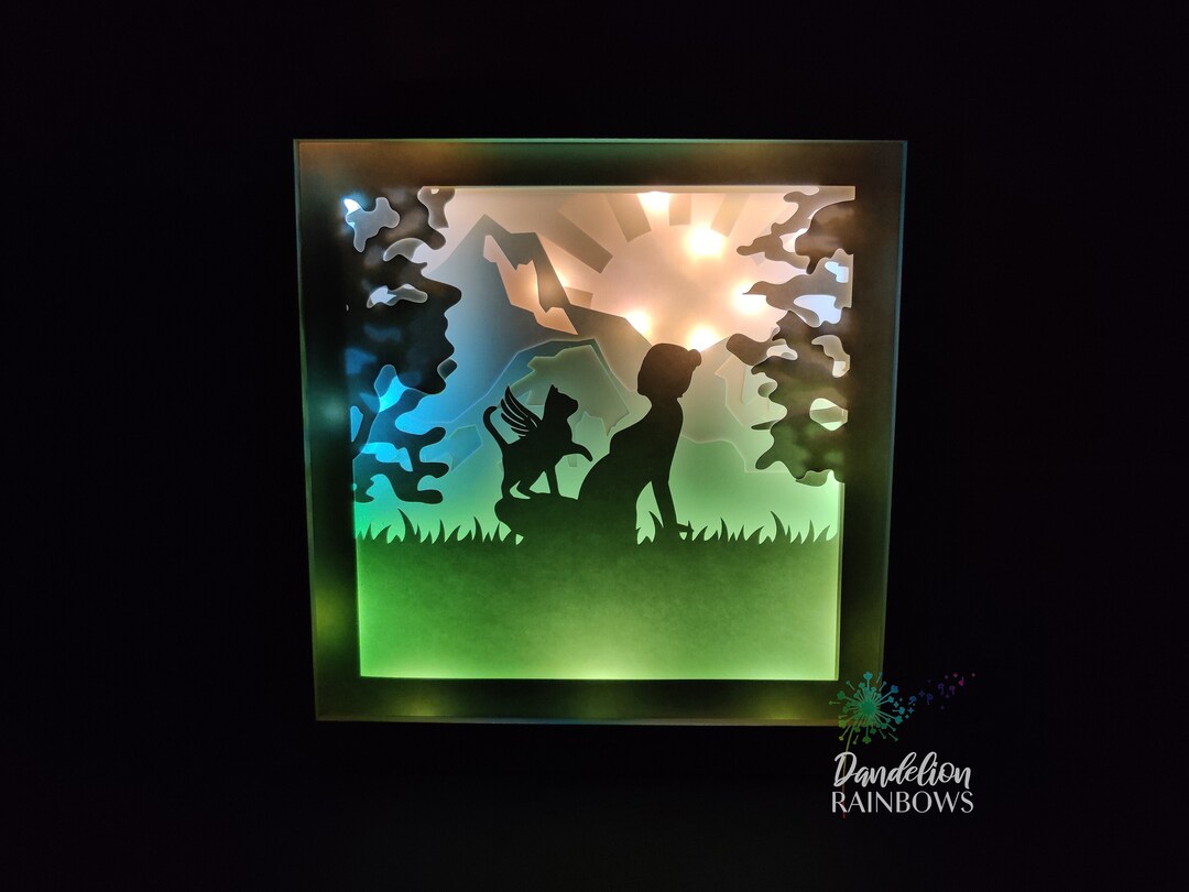 Cat Memorial Shadow Box, Light up Shadow Box, Cat Sympathy Gift, Cat ...
