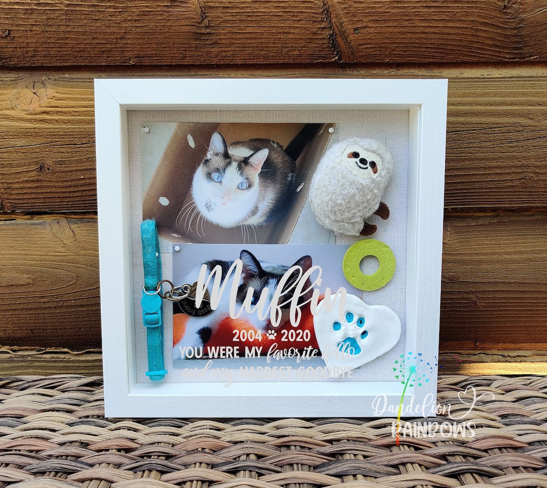 Pet Memorial Shadow Box, Pet Keepsake Gift, Cat Memorial Shadow Box ...