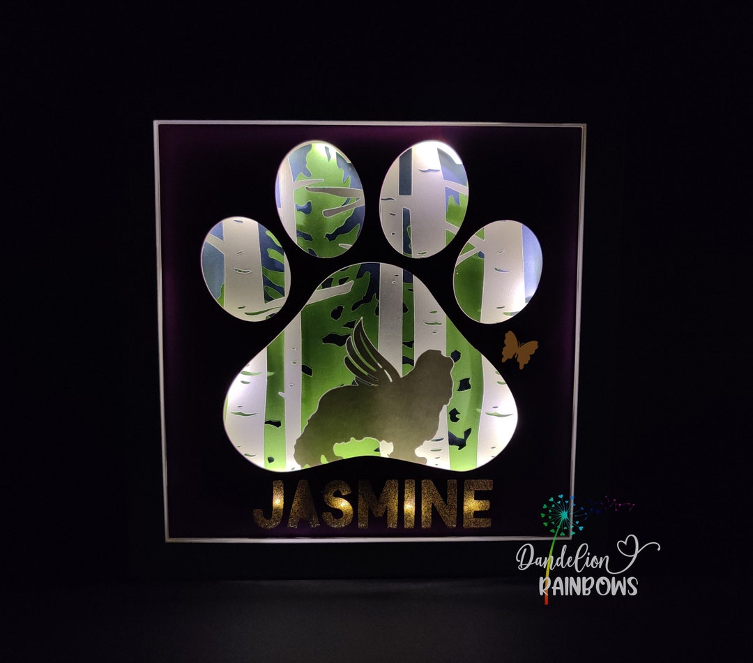 Dog Memorial Shadow Box, Light up Shadow Box, Dog Sympathy, Dog Loss ...