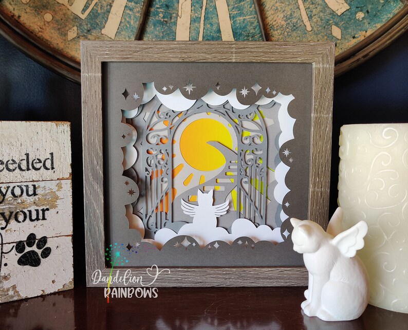 Cat Memorial Shadow Box Light up Shadow Box Pet Sympathy - Etsy