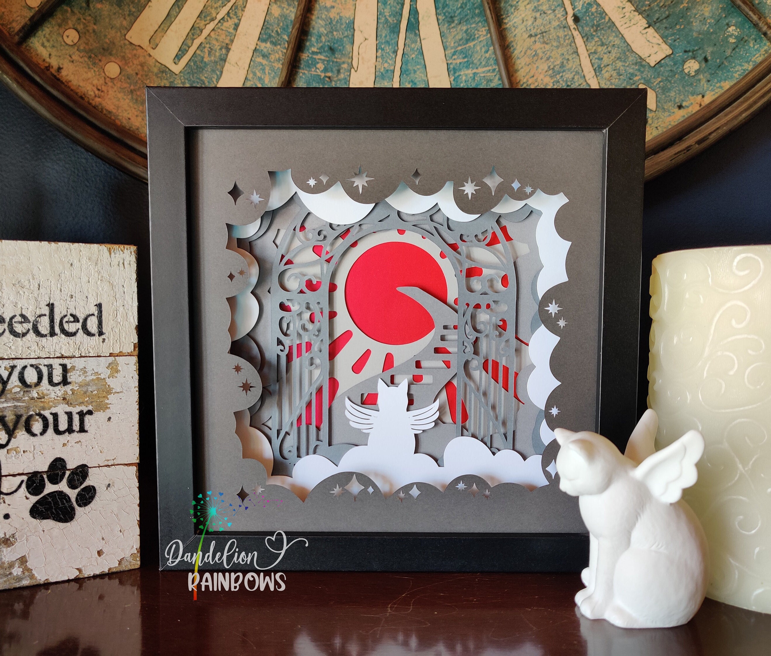 Cat Memorial Shadow Box Light up Shadow Box Pet Sympathy - Etsy