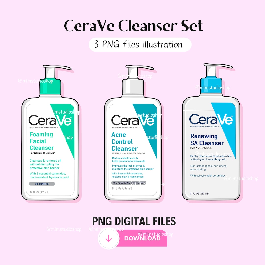 Cerave Icons PNG, Hydrating Cleansers Variations Product Illustration ...