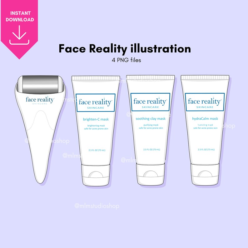 FACE REALITY Product Illustration Pack Cosmetics Bundle - Etsy