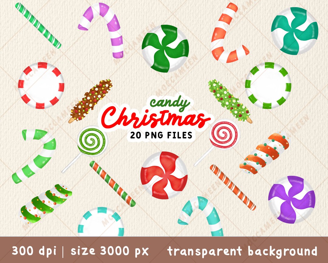 Candy Christmas Clipart - Etsy