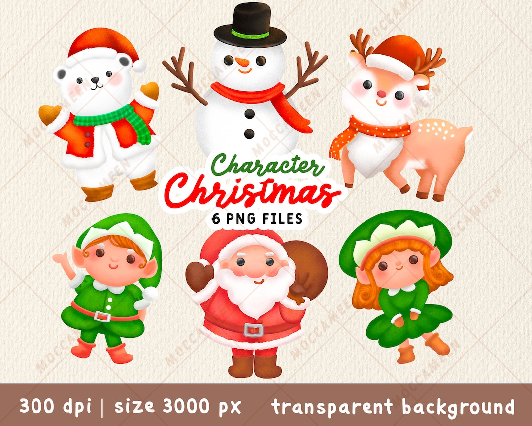 Christmas Character Clipart Png Illustration - Etsy