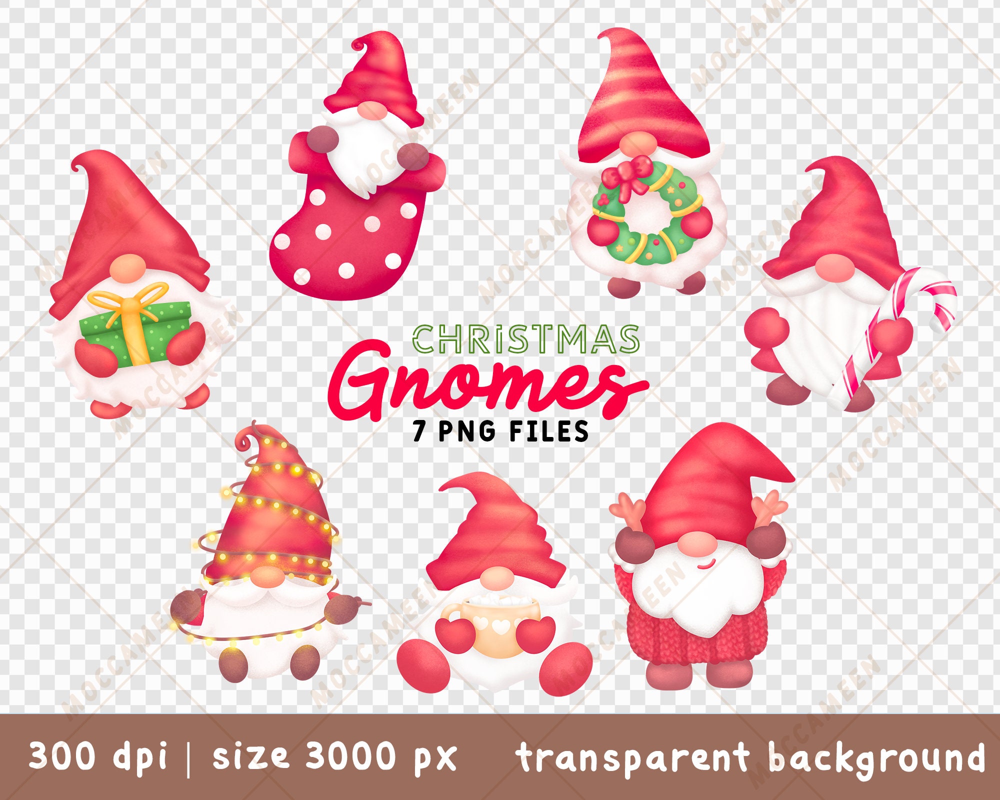 Christmas Gnome Character Red Costume Clipart Png Illustration - Etsy
