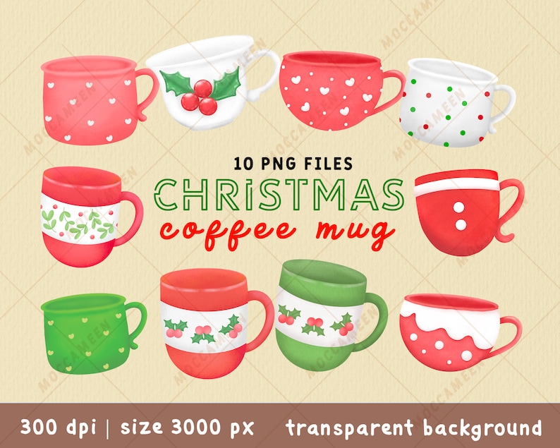 Christmas Cute Coffee Mug Png Clipart - Etsy