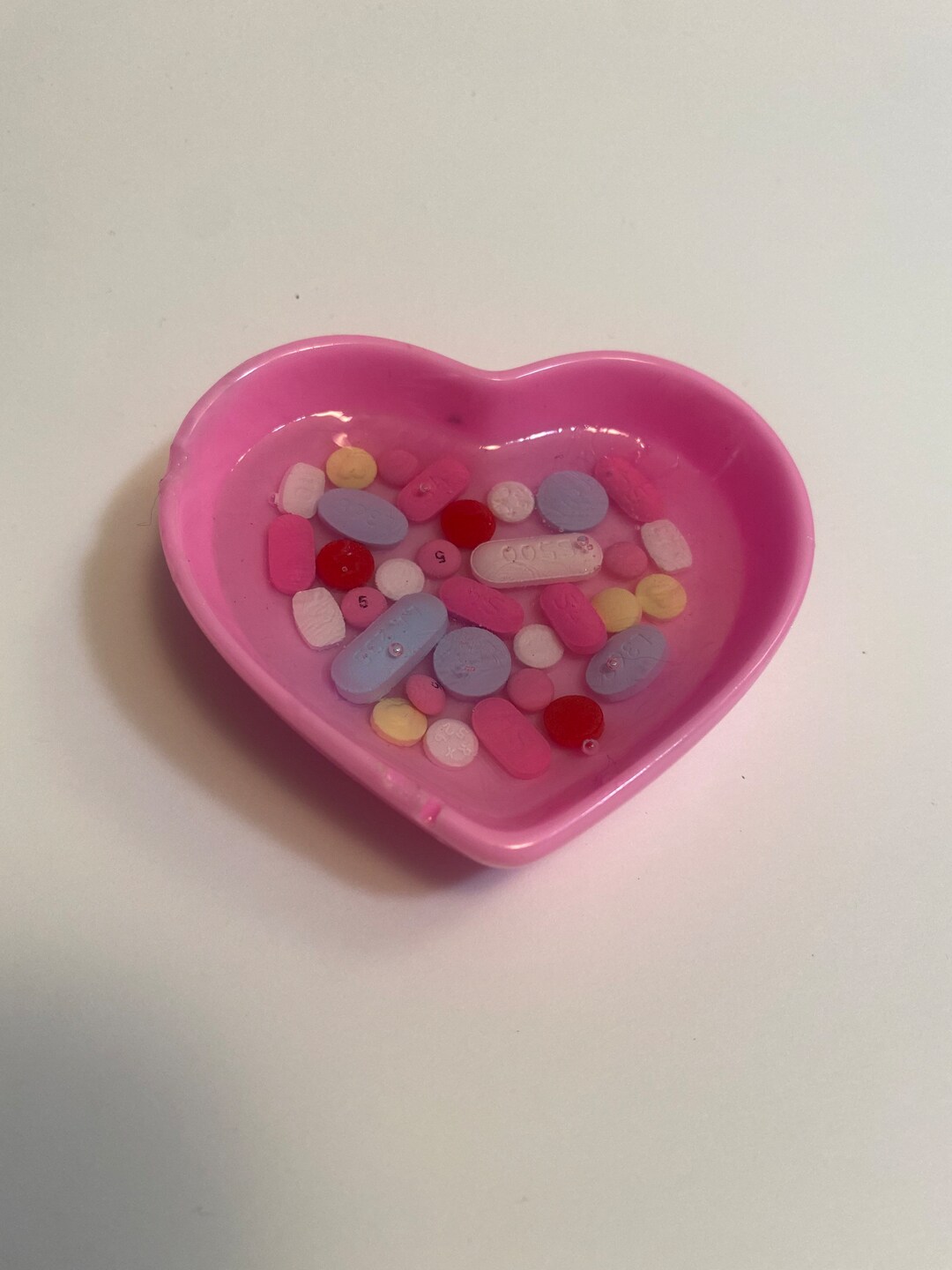 Pink Pill Resin Heart Shaped Mini Trinket Dish - Etsy