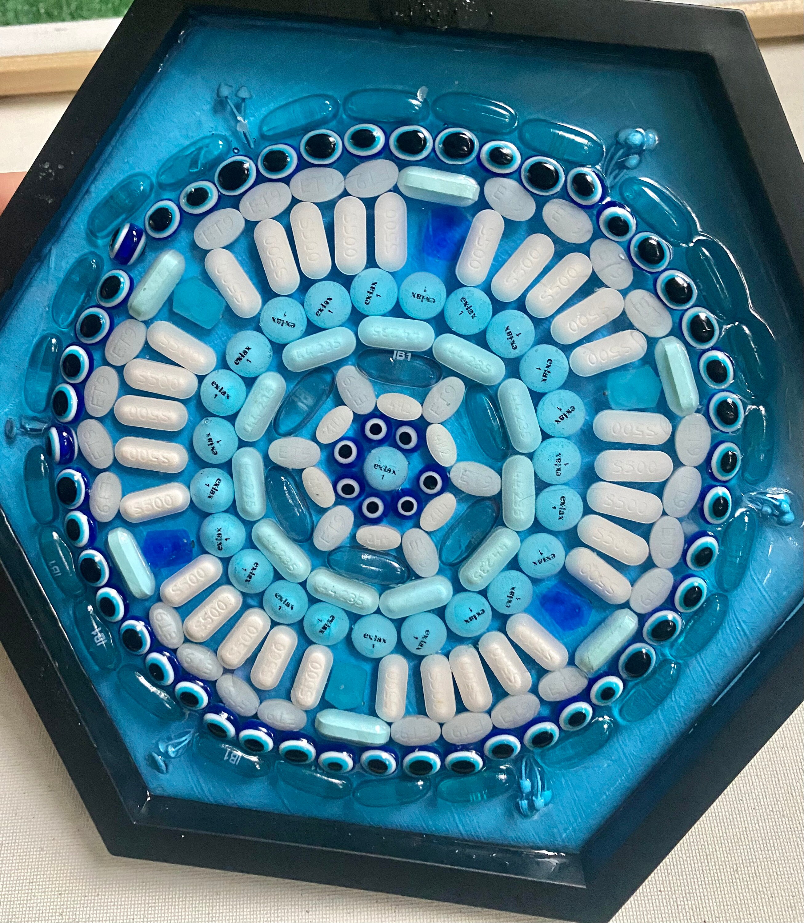 Blue Pill Resin Wall Art Mandala - Etsy