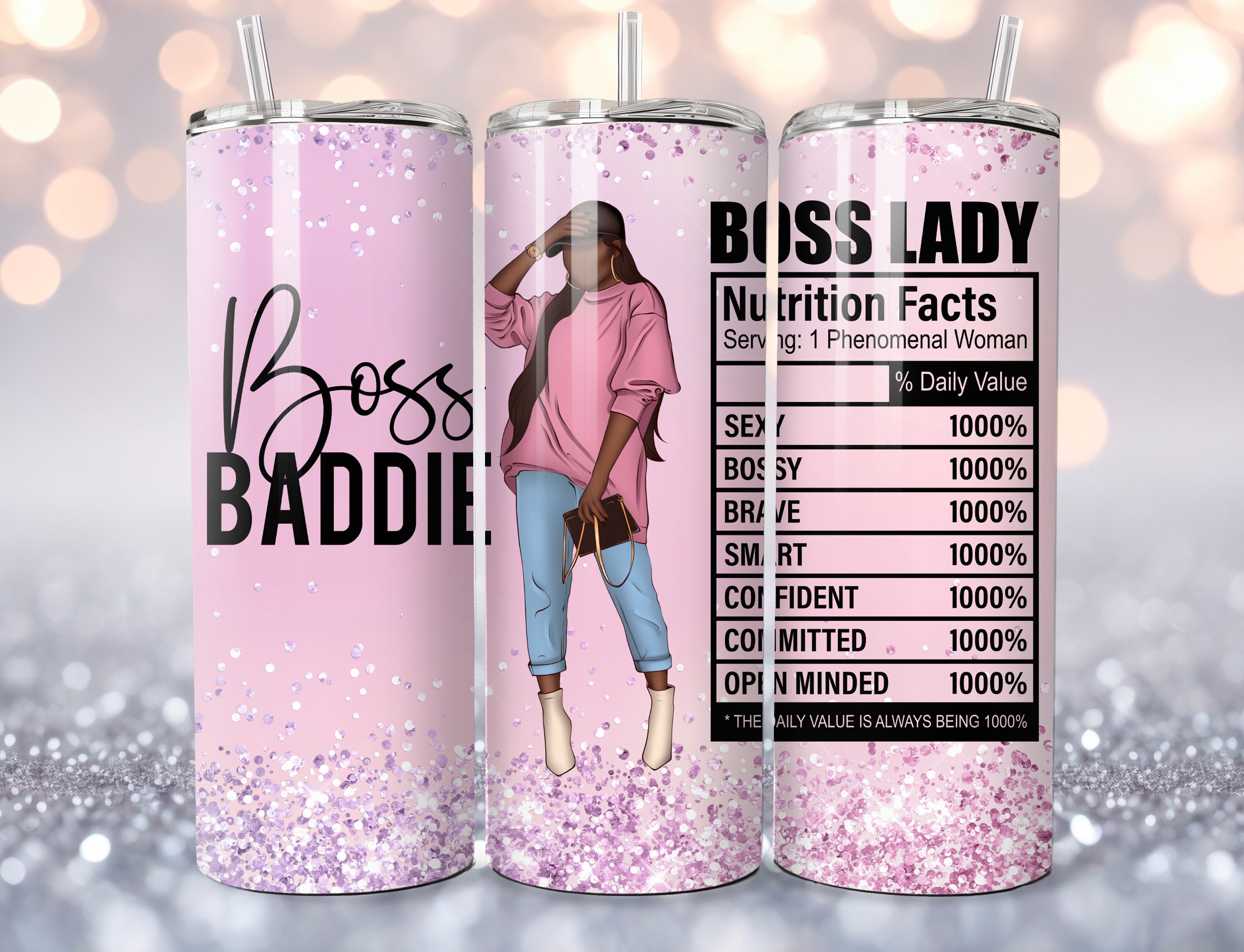 Boss Lady Nutrition Facts Sublimation Design Wraps for 20 Oz. Skinny ...