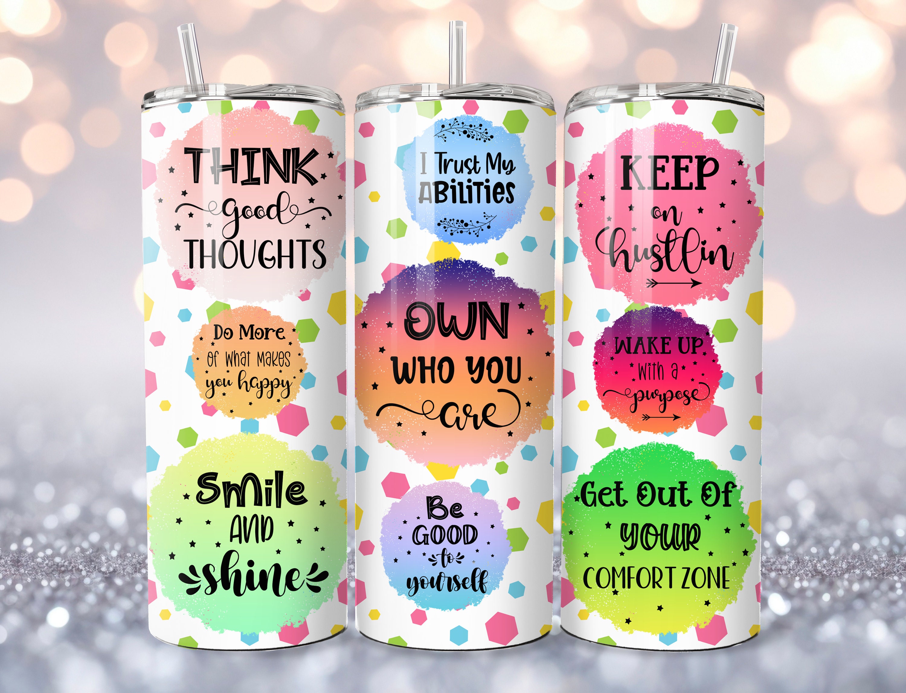 Positive Affirmation Tumbler PNG Sublimation Wrap, 20oz Tumbler Wrap ...
