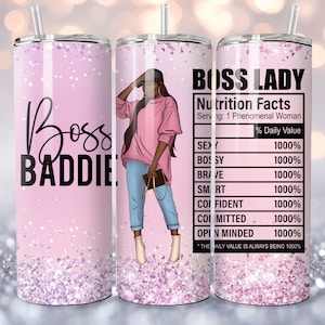 Boss Lady Nutrition Facts Sublimation Design Wraps for 20 Oz. Skinny ...