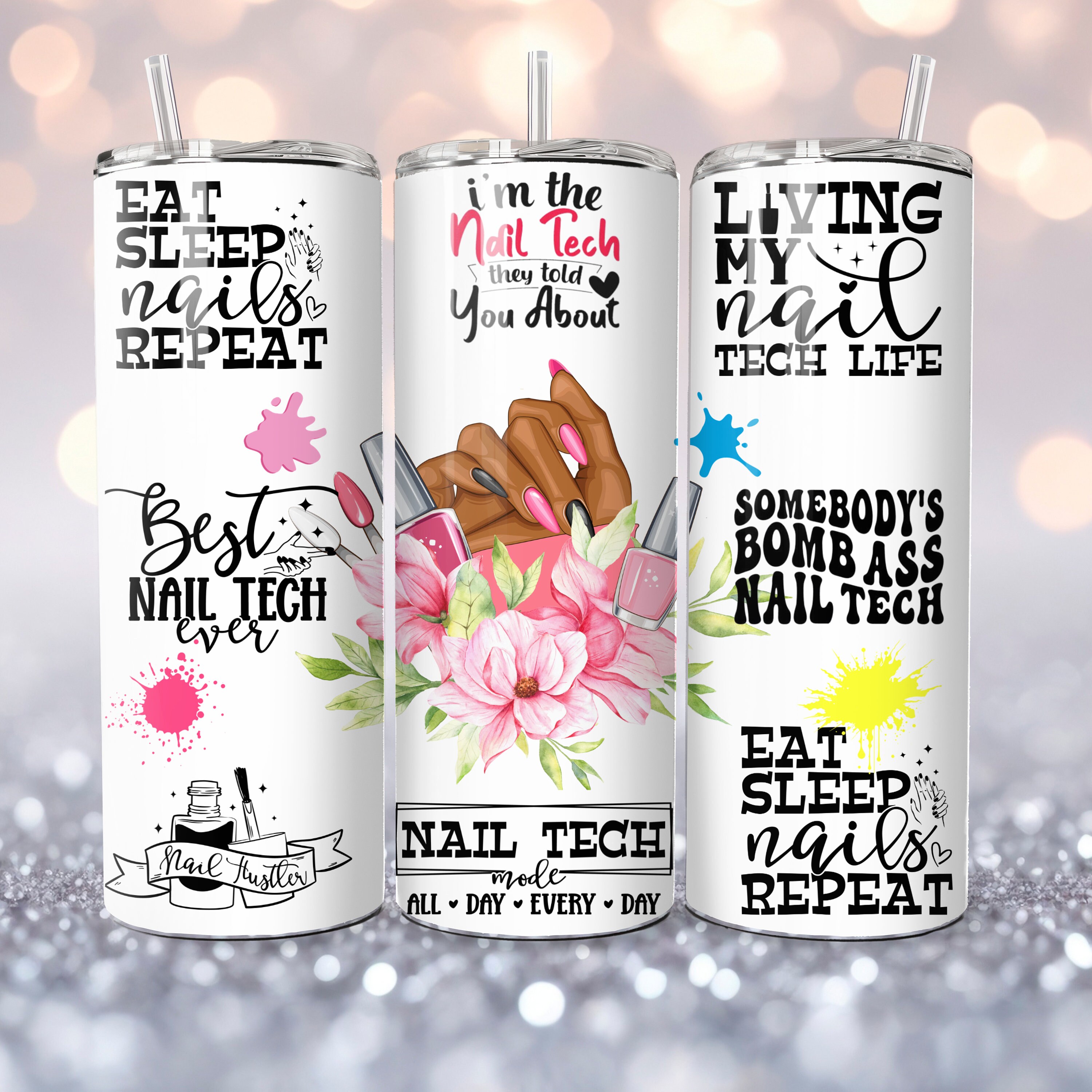Nail Tech Sublimation Design PNG 20 Oz Skinny Tumbler Wrap - Etsy