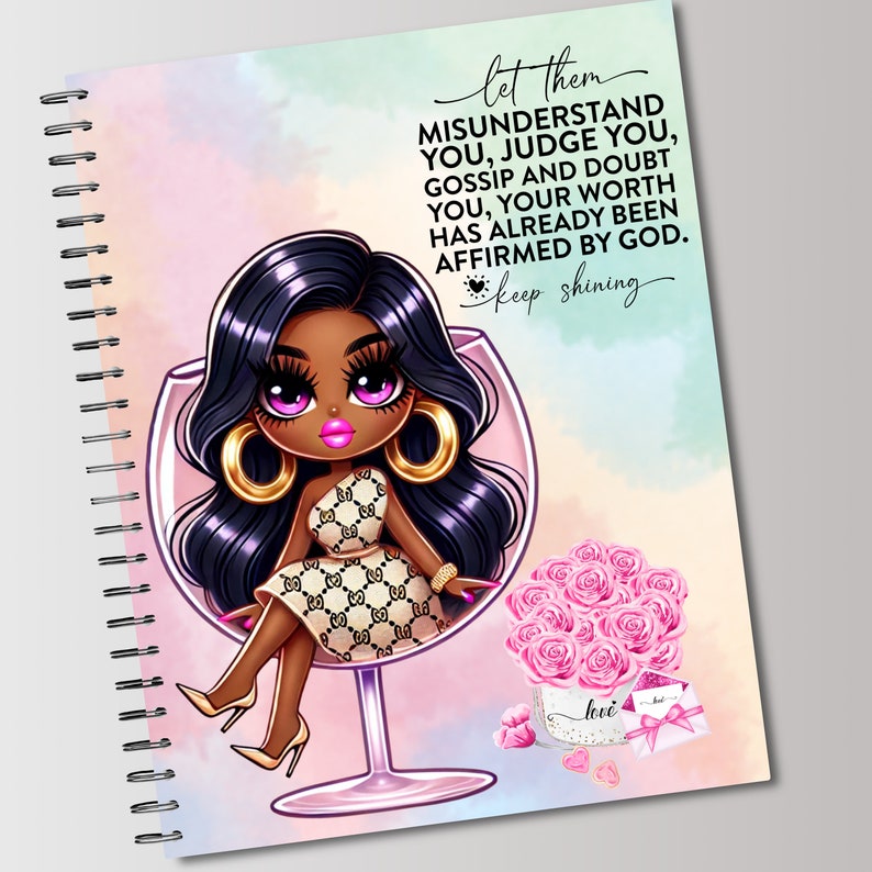 Black Woman Journal Notebook Template With Insert Pages, Instant ...