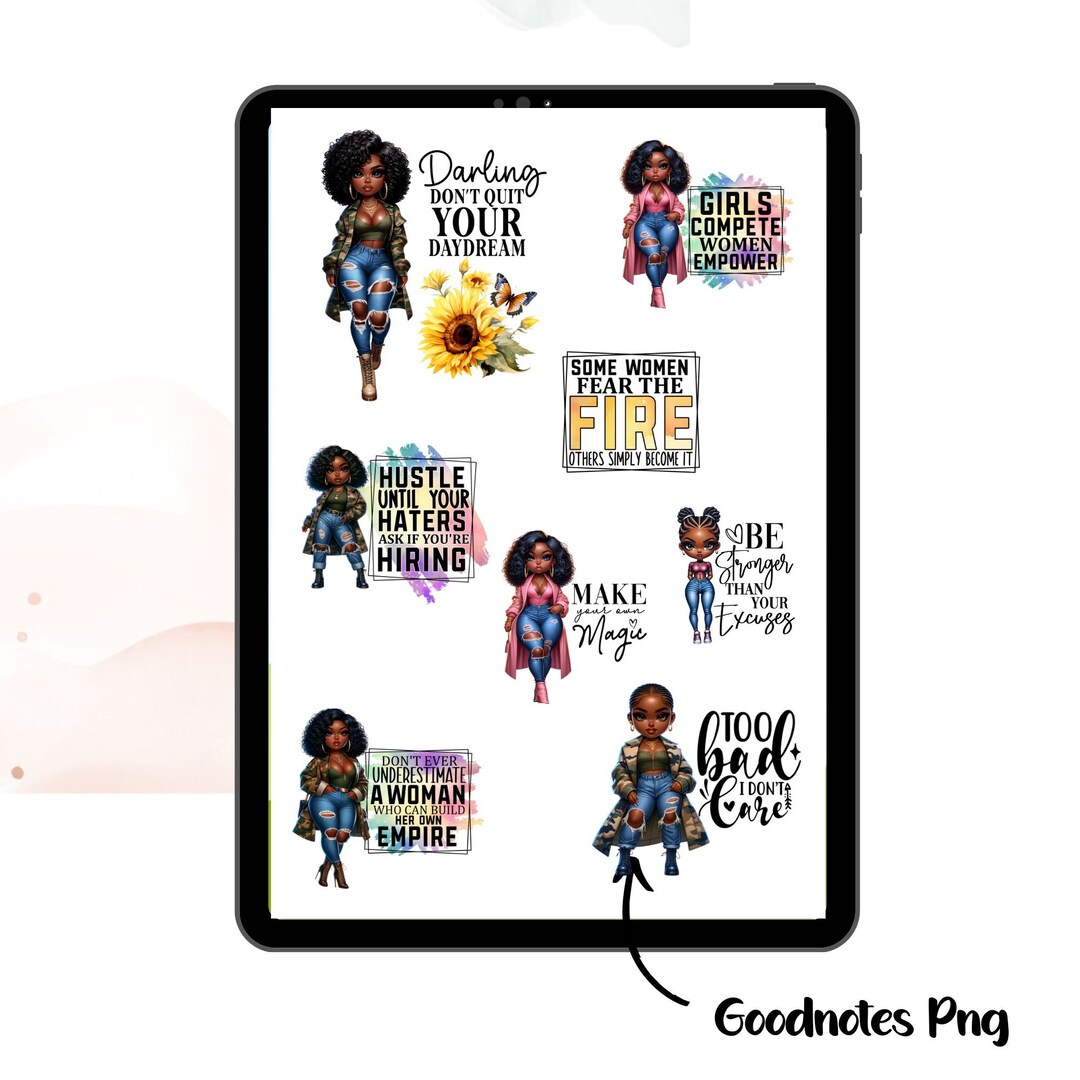 Goodnotes Black Girl Stickers Precropped Black Girl Stickers for Black ...
