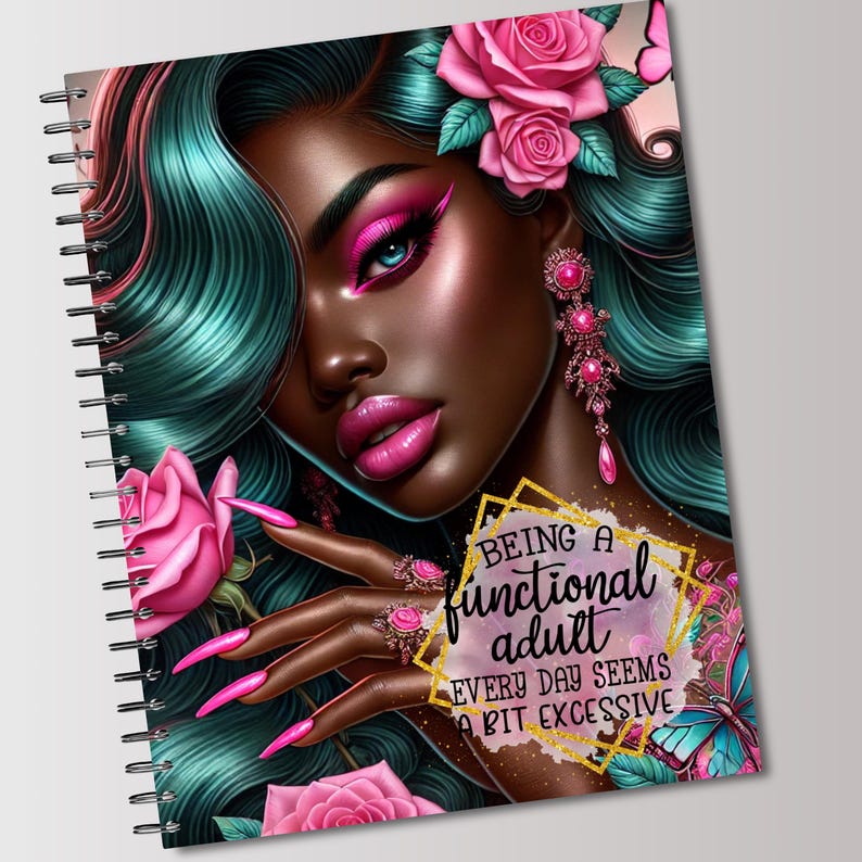 Spiral Notebook, Black Stationery Melanin Notebook, Black Girl Notebook ...