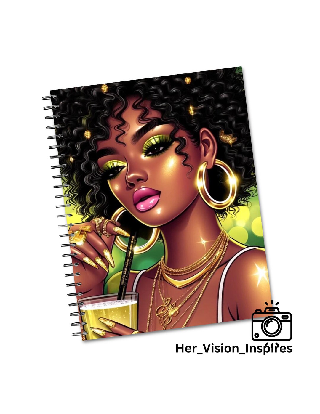 Spiral Notebook, Black Stationery Melanin Notebook, Black Girl Notebook ...