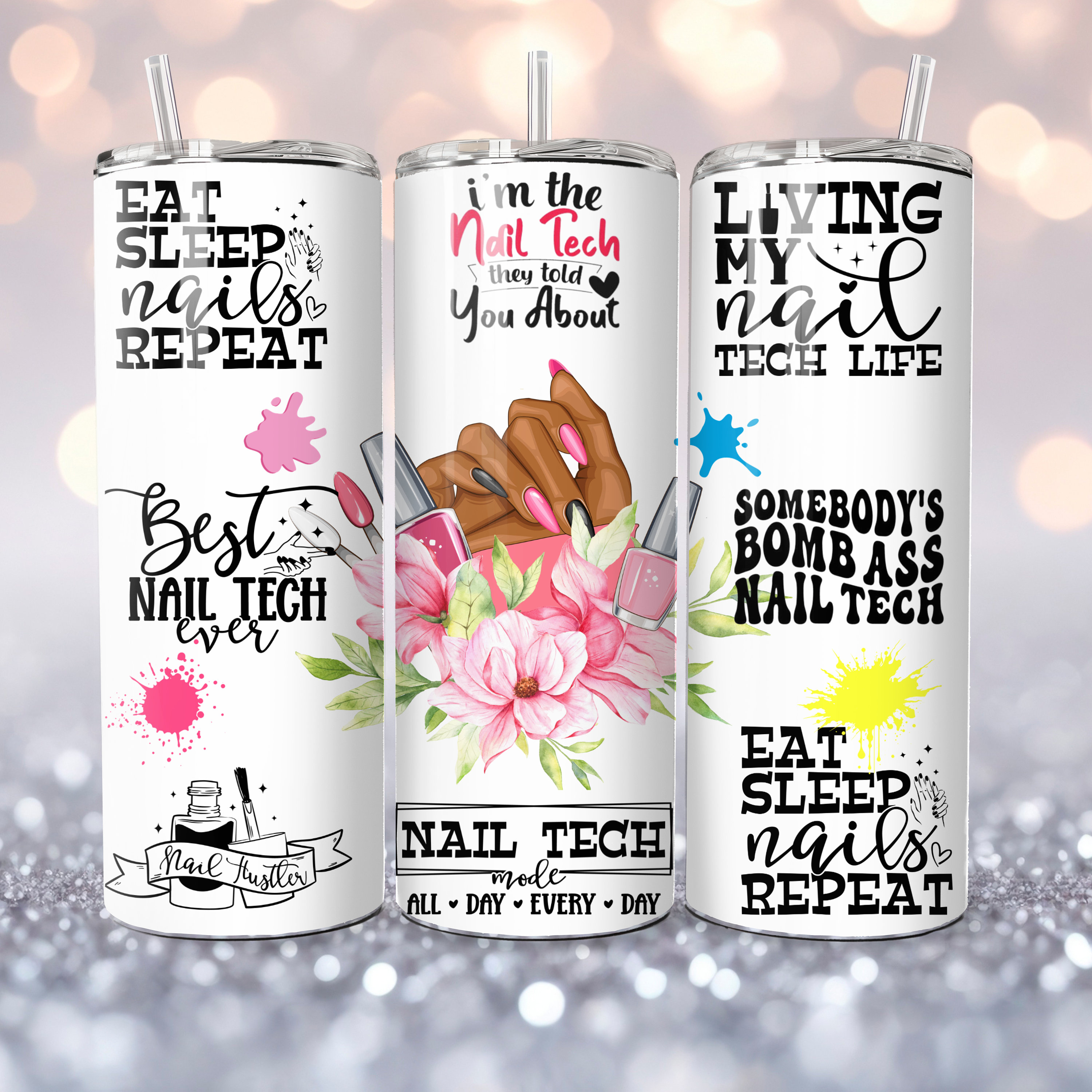Nail Tech Sublimation Design PNG 20 Oz Skinny Tumbler Wrap - Etsy