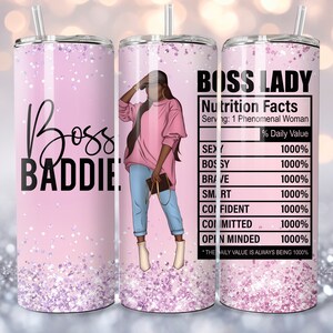 Boss Lady Nutrition Facts Sublimation Design Wraps for 20 Oz. Skinny ...