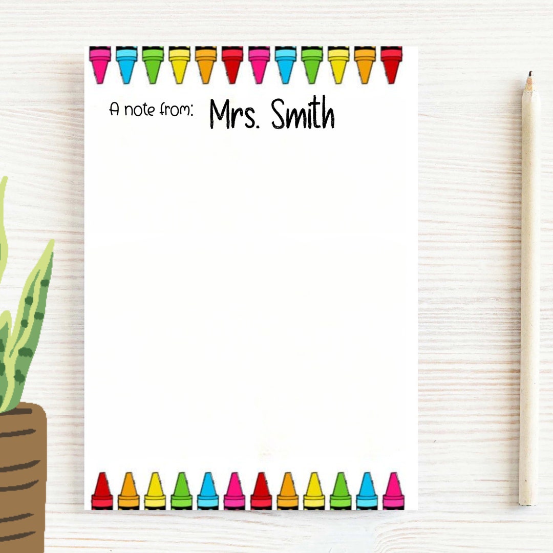 Teacher Christmas Teacher Crayon Notepad Personalized Notepad ...