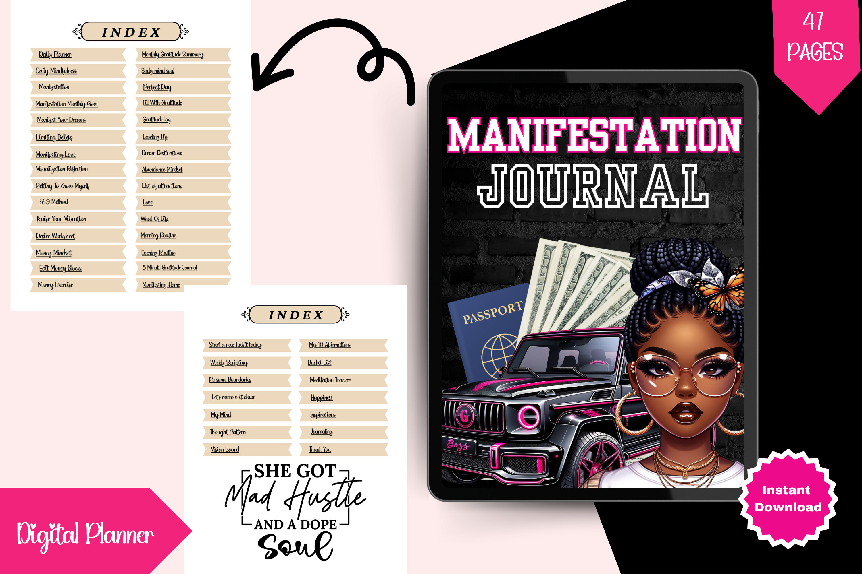 Digital Planner Black Girl Planner, Girl Boss Digital Planner ...